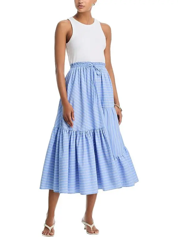 Cinq À Sept Robyn Striped Midi Dress - White/blue Multi