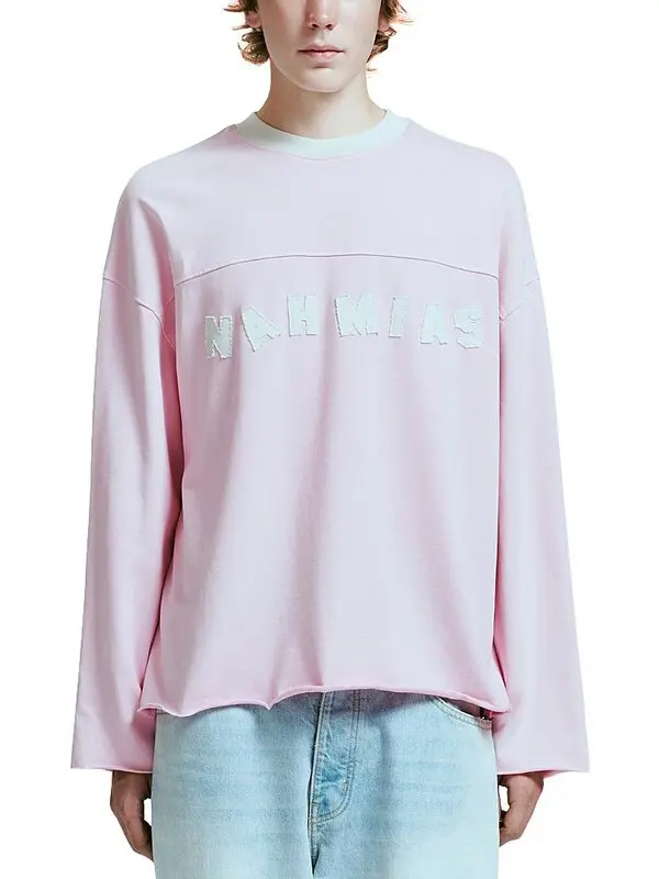 NAHMIAS Varsity Logo Long Sleeve Shirt - Pale Pink Heavy Jersey