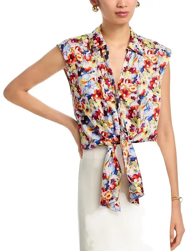 Cinq À Sept Wildflower Sleeveless Marianna Top - Gardenia Multi