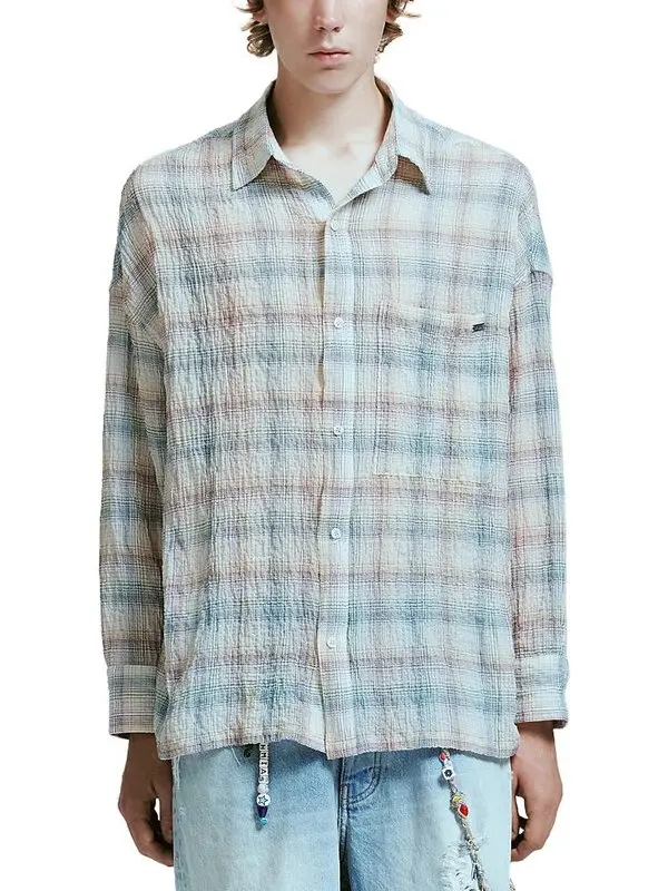 NAHMIAS Featherwieght Plaid Long Sleeve Shirt - Dusty Rainbow Shirting