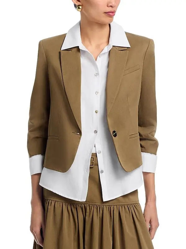 Cinq À Sept Peri Ruched Sleeve Jacket - Dark Olive