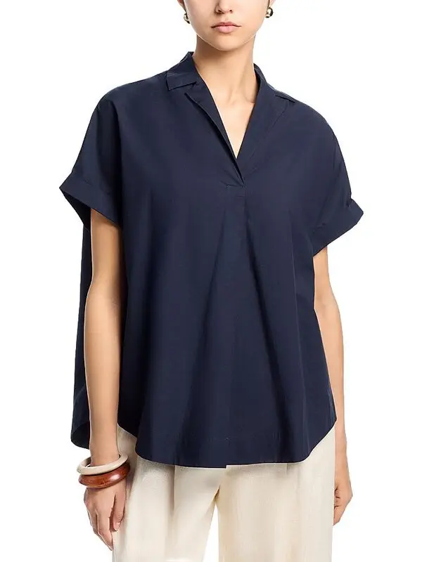 French Connection Poplin Collar Pullover Top - Marine