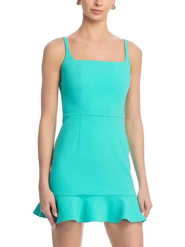French Connection Whisper Frilled Hem Minidress - Mermaid Green