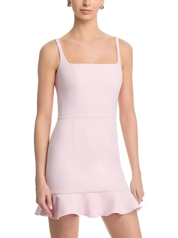 French Connection Whisper Frilled Hem Minidress - Pink Icing