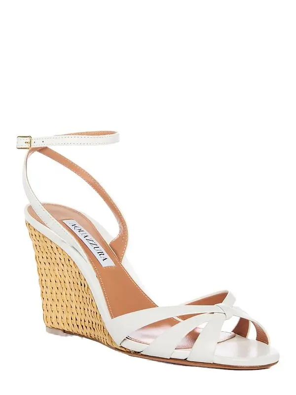 AQUAZZURA Tati 85 Wedge Sandals - Optic White