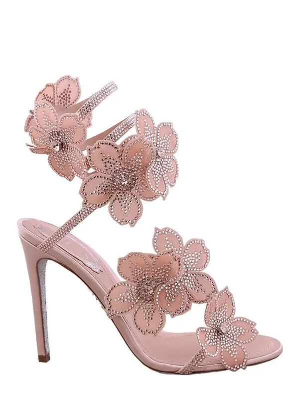Rene Caovilla Floriane Strappy Sandals - Nude Satin/silk Stass
