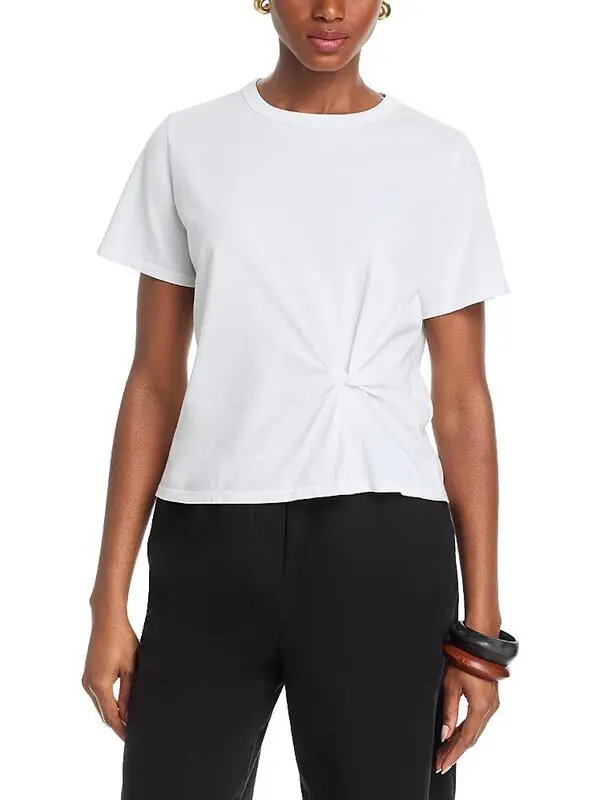 Velvet By Graham & Spencer Short Sleeve Knot Front Tee - White