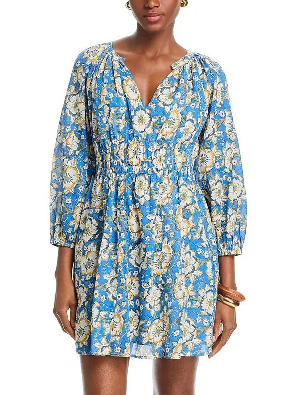 Velvet By Graham & Spencer Sandrine Blouson Sleeve Boho Dress - Asul Blue