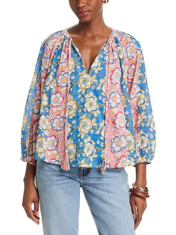 Velvet By Graham & Spencer Reese Blouson Sleeve Boho Top - Multi