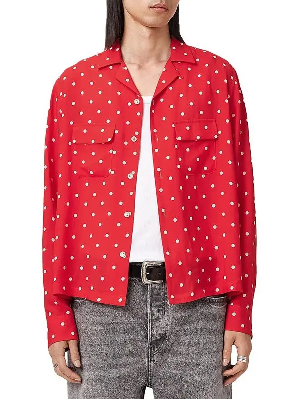 ALLSAINTS Mini Polka Dot Boxy Fit Shirt - Chili Pepper
