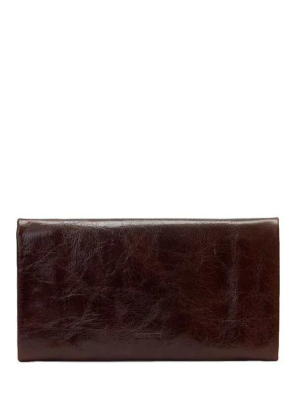 ALLSAINTS Harluna Medium Leather Clutch - Cognac Brown