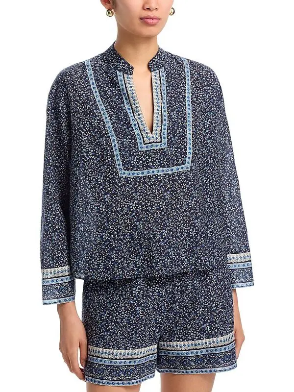 Veronica Beard Cyra Blouse - Navy Multi