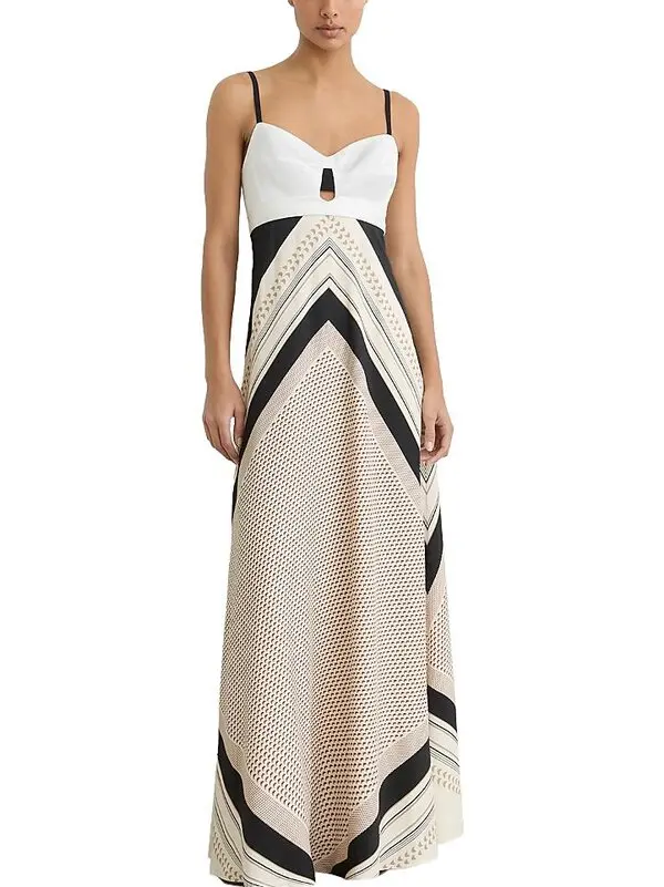 REISS Myra Scarf Print Maxi Dress - Ivory/black