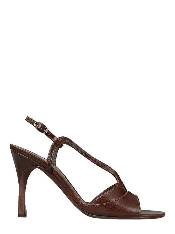 Tory Burch Twisted Heel Sandals - Bark Brown