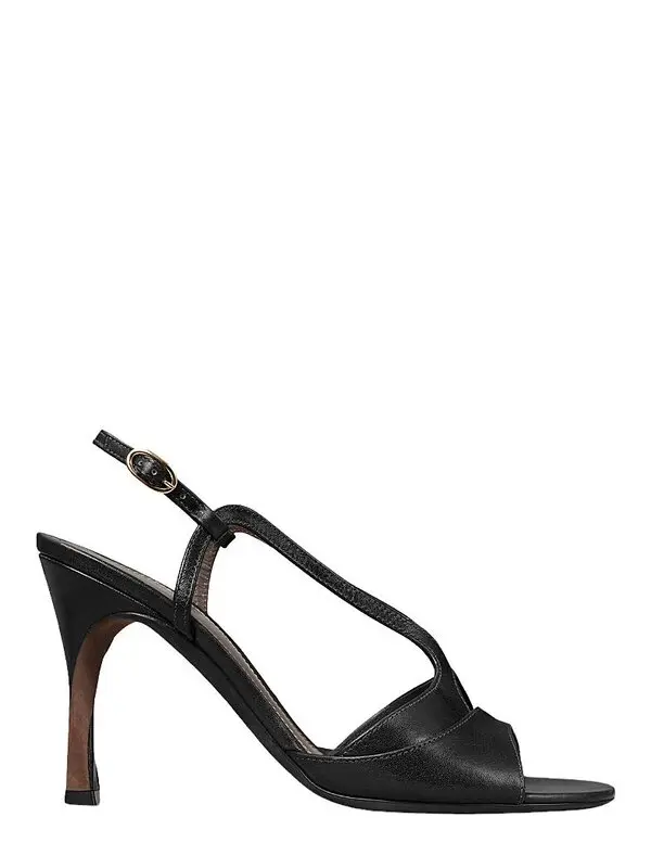 Tory Burch Twisted Heel Leather Sandals - Black
