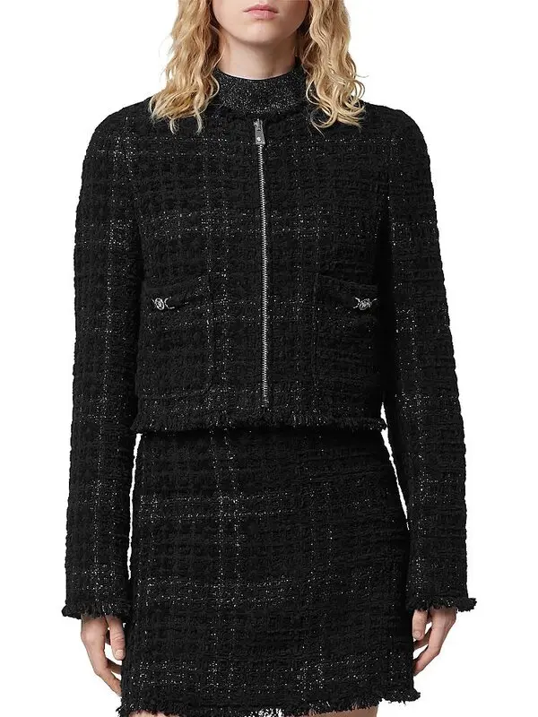 Versace Tonal Cotton Mix Tweed Jacket - Black