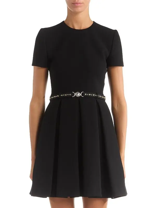 Versace Belted Wool Dress - Black