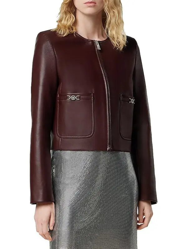 Versace Leather Jacket - Dark Burgundy
