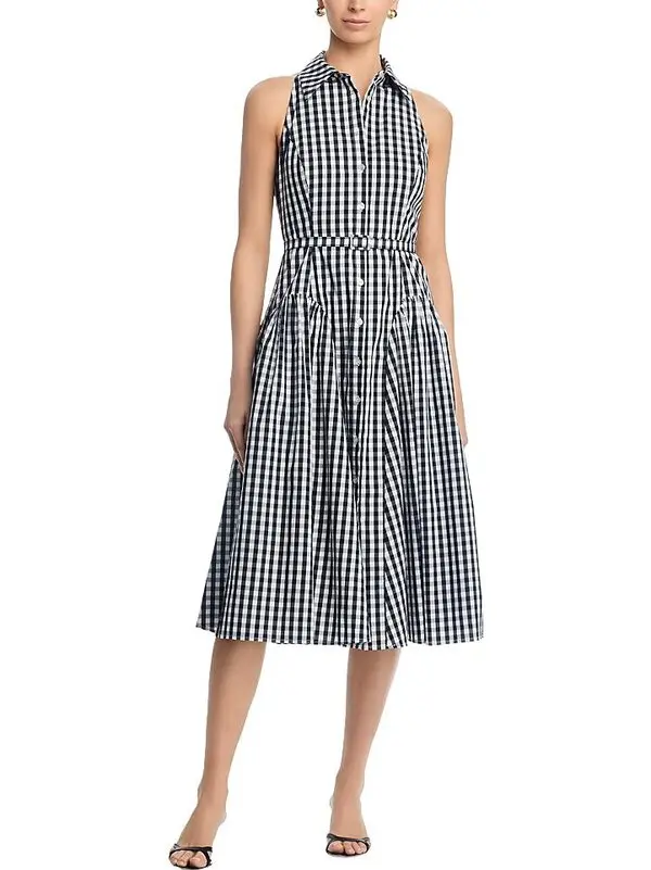 MILLY Maxine Gingham Midi Dress - Black/white