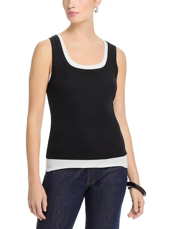 Aqua Double Layer Tank Top - Black/white