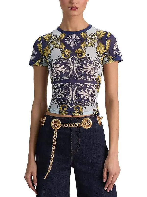 Alice + Olivia Tess Crewneck Tee - Antique Scroll