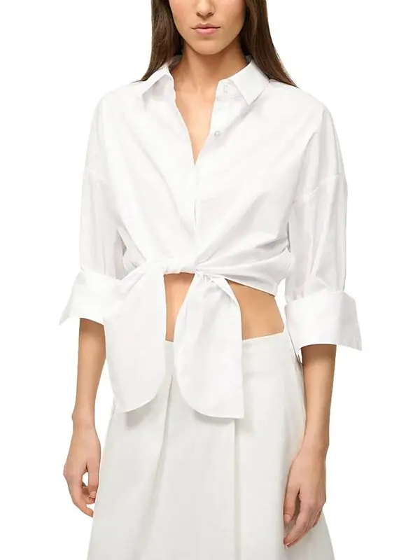 Staud Lisa Tie Front Top - White