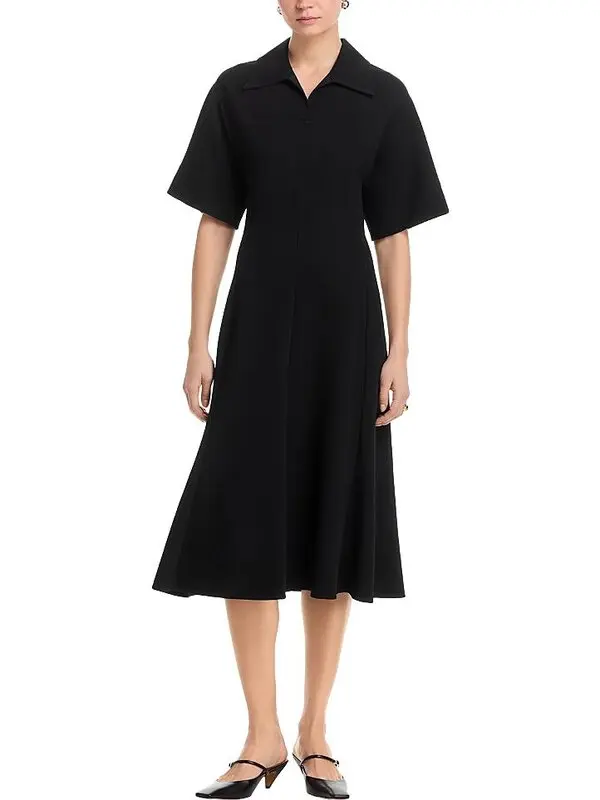 JIL SANDER Short Sleeve Midi Dress - Black