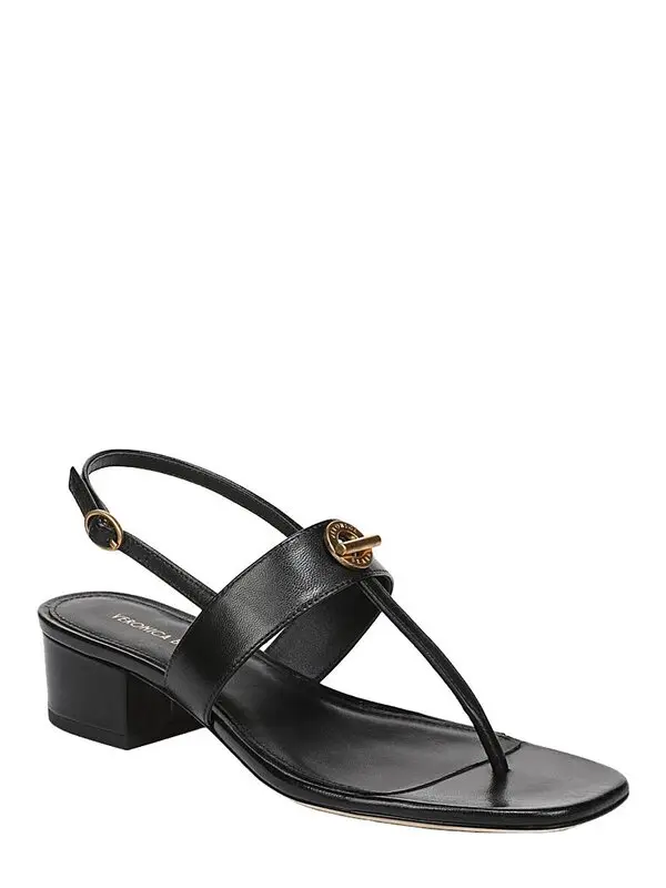 Veronica Beard Cult Gaia Andie Block Heel Thong Sandals - Black