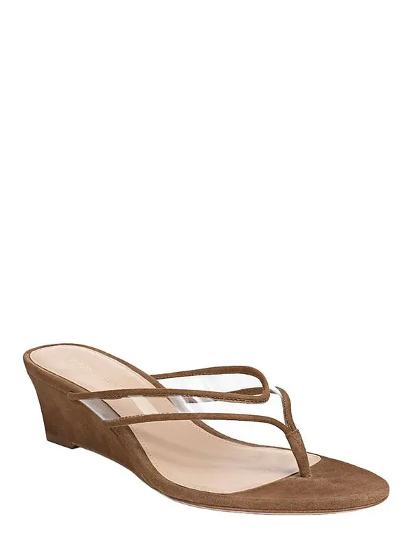 Veronica Beard Clea Wedge Sandals - Clear/chestnut