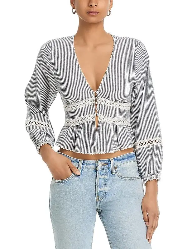 Vintage Havana Stripe Long Sleeve Blouse - Shadow