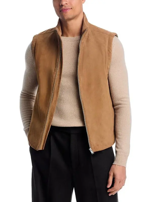 BOSS H Marens Suede Vest - Beige/ Khaki
