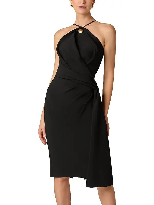 Aidan Mattox Crepe Midi Dress - Black