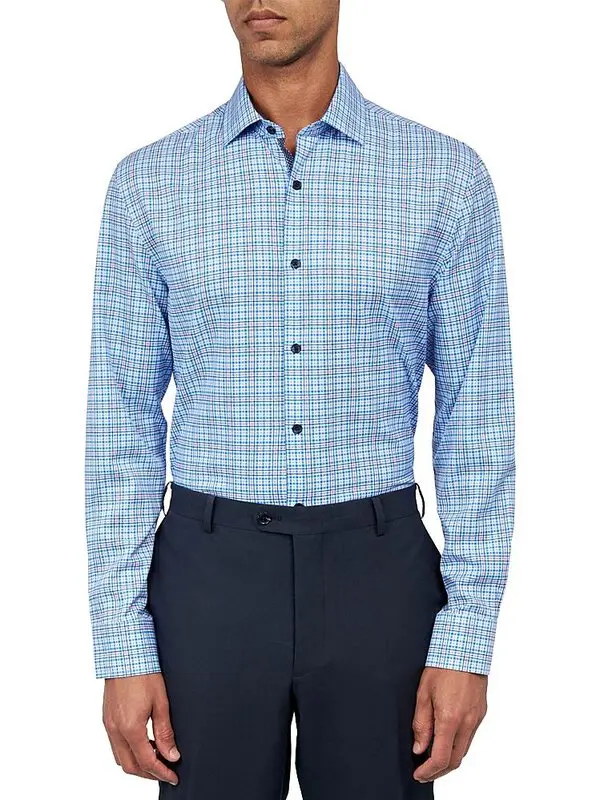 WRK Slim Fit Check Performance Dress Shirt - Blue