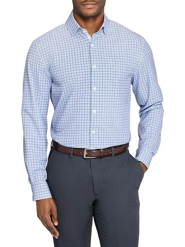 WRK Slim Fit Check Performance Dress Shirt - White/ Purple