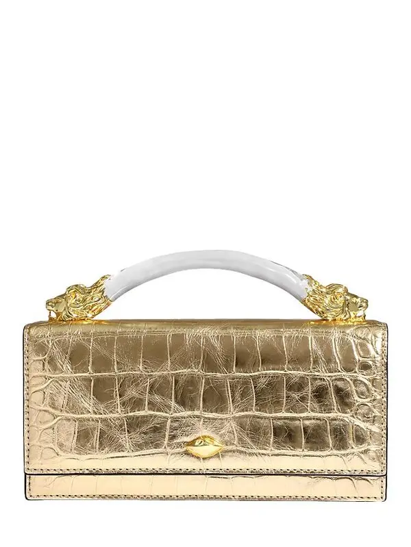 Alexis Bittar Lioness Embossed Leather Handbag - Gold