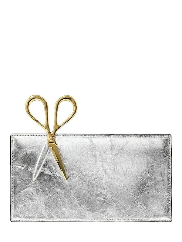 Alexis Bittar Petite Scissor Leather Clutch - Silver