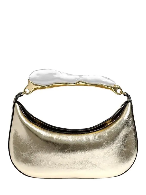 Alexis Bittar Water Stone Handle Leather Handbag - Soft Gold