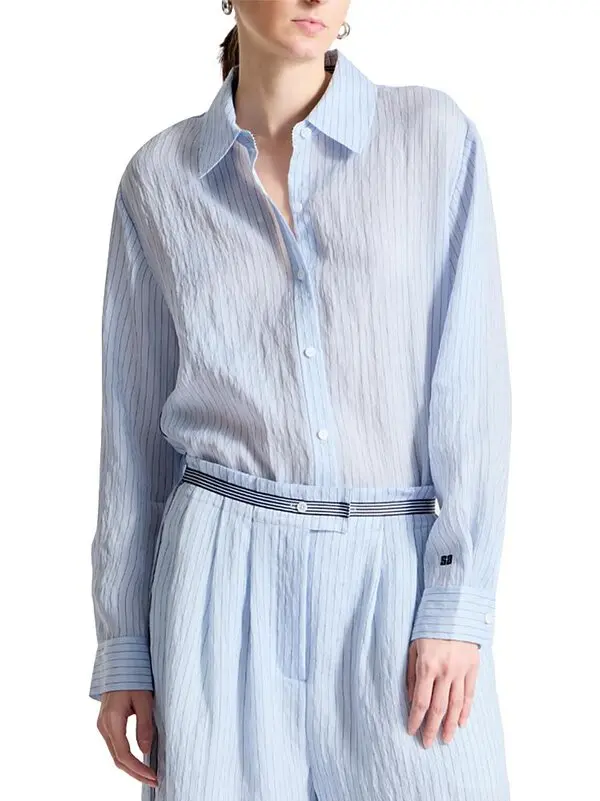 SAINT ART Lanette Pinstriped Blouse - Sky Blue