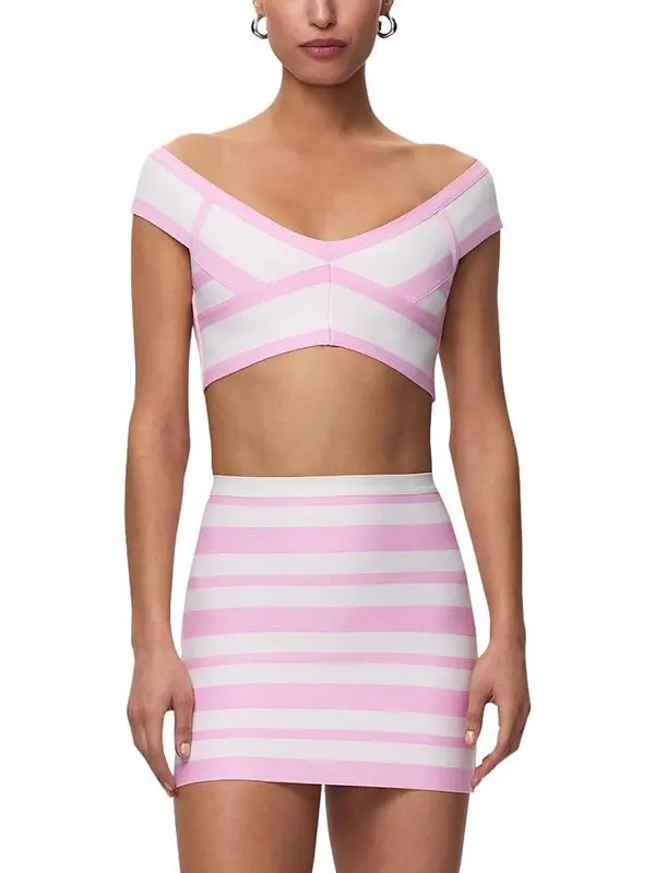 Herve Leger The Spotlight Crop Top - Pink Alabaster