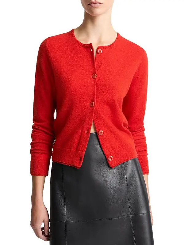 Vince Scallop Trim Cardigan Sweater - Poppy