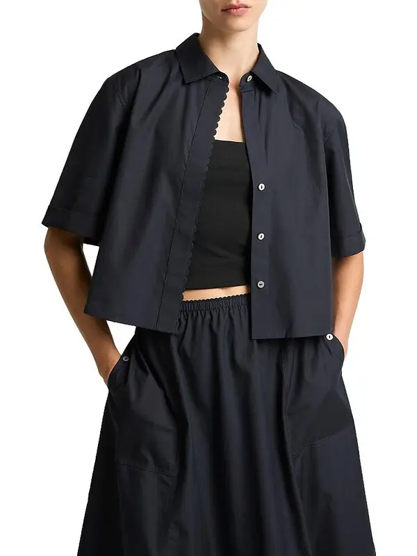 Vince Scalloped Cotton Top - Eclipse