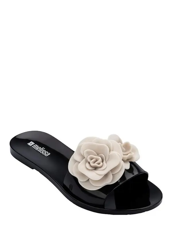 Melissa Babe Petals Slides - Black/beige