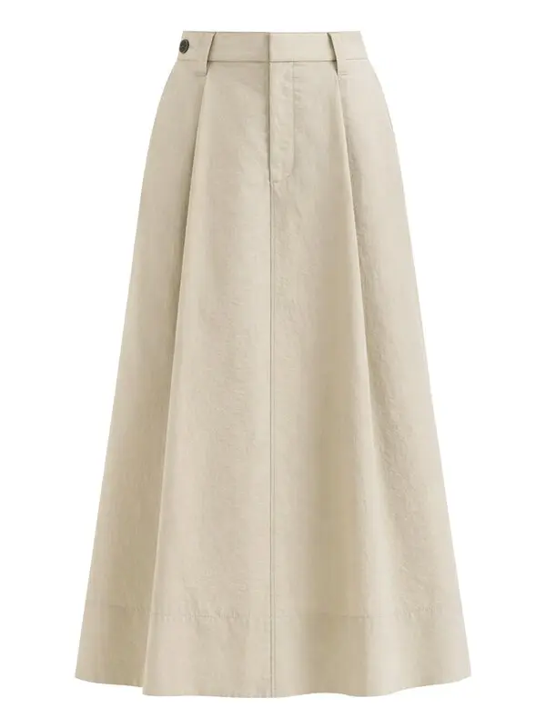Brunello Cucinelli Cotton Poplin Tailored Skirt - Beige