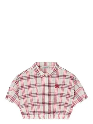 Burberry Check Cotton Shirt - Aubergine Purple