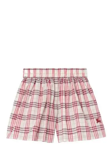 Burberry Check Cotton Wide-leg Shorts - Aubergine Purple