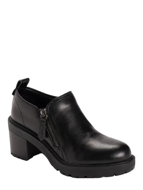MUK LUKS Lainey Side Zip Bootie With Block Heel And Lug Sole - Black
