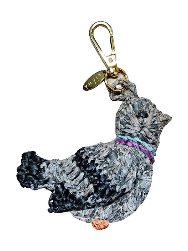 LIKHA Nyc Pigeon Raffia Bag Charm - Grey