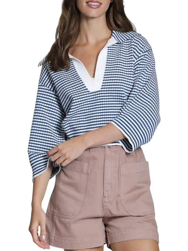 APNY Striped Three-quarter Sleeve Top - Bluewhite Stripe