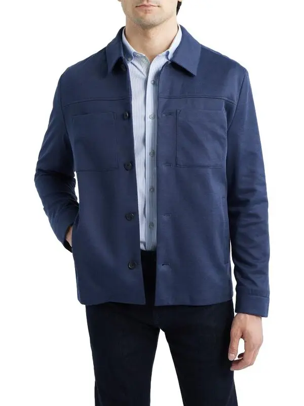Johnston & Murphy Xc Flex Pinnacle Shirt Jacket - Navy Birdseye
