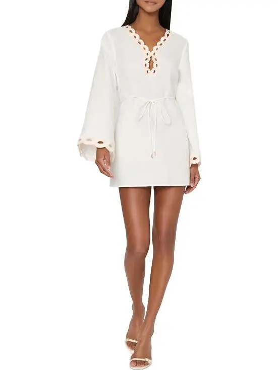 MILLY Embroidered Long Sleeve Cover-up Dress - White